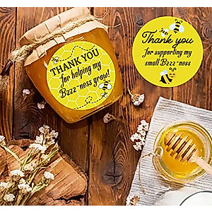 Honey Beee Christmas Thank You for Supporting My Small Business Bzzz-Ness Stickers Roll 1.5" Christmas Thank You Labels for Online Retailers Boutiques Shops Bags, Boxes 500 Pcs