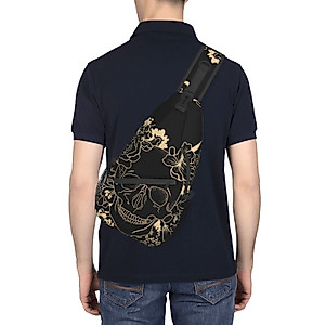 Yrebyou Skull Sling Bag For Travel Crossbody Shoulder Backpack For Women Men Chest Daypack For Traveling Hiking Outdoor