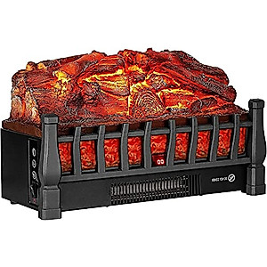 Realistic Fireplace Flame Electric Insert Log Heater Insert Wood Fire 110V Electric Fireplace Ember Bed Fan Heater w/t Infrared Remote Black Unit Cozy Warm Comfort Energy Efficient Home Bedroom QZPUSA