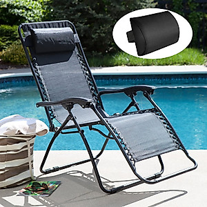 Zero Gravity Chair Set of 2 Replacement Pillow Headrest with Elastic Band, Universal Soft Removable Padded Cushion Head Pillow for Zero Gravity Lounge Chair, Folding Patio Lawn Recliner Chair, Black