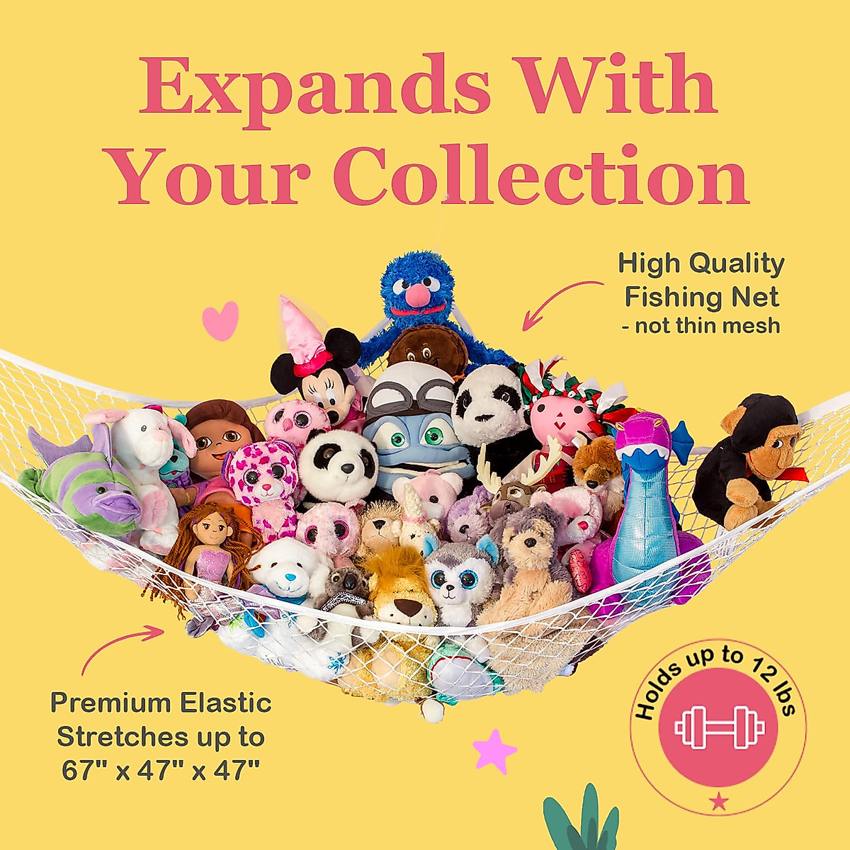 Lilly's Love Stuffed Animal Storage Hammock - Large 2 Pack - "STUFFIE PARTY HAMMOCK"