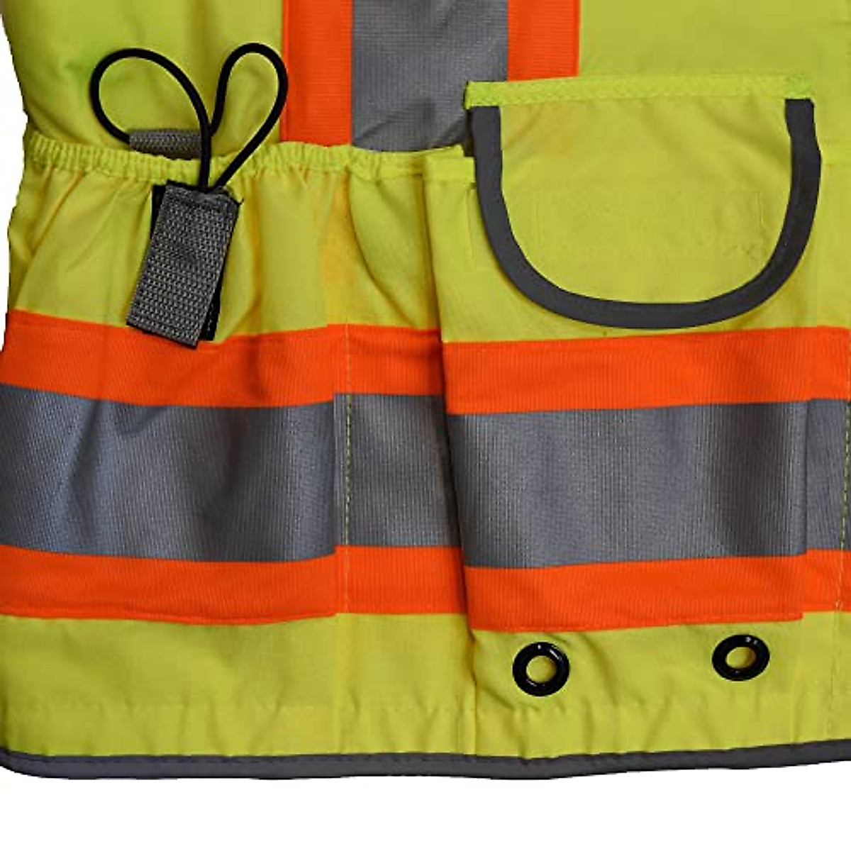 Radians SV55 Class 2 Heavy Woven Two Tone Engineer Vest with Padded Neck to Support Extra Weight in Cargo Pockets, Green, X-Large