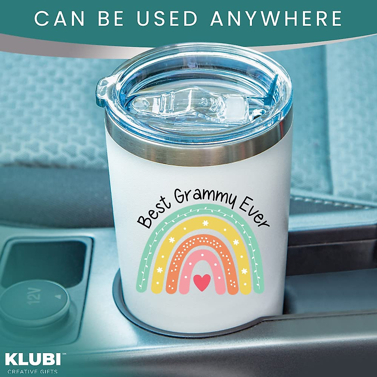 KLUBI Grammy Gifts Tumbler Mug - Best Grammy Ever 20oz Tumbler Mug With Straw - Present Idea for Great Grandma, Grandmother, Cute Birthday, from Grandchildren, Granddaughter, Happy Grammy, Bday
