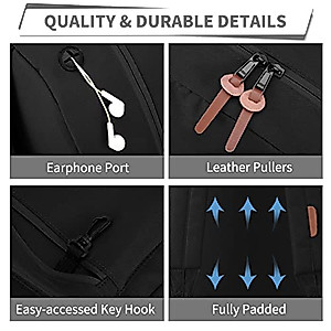 VASCHY School backpack, Lightweight Casual Classic Water-resistant School Rucksack Travel Backpack 15 inch Laptop Black