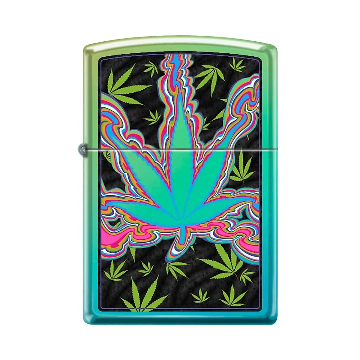 Zippo Lighter-Leaf Psychedelic Smoke Colorful Design High Polish Teal Windproof Lighter #Z5515