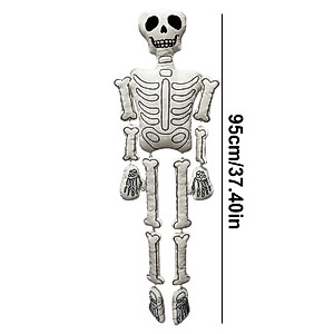 Halloween Skeleton Plush Doll, 37 Inch Skeleton Doll, Halloween Plush Pillow Shelf Decorations, Skeleton Plush Pillow Haunt House Ornaments, Handmade Halloween Decor White Bone Skeleton Stuffed Toy