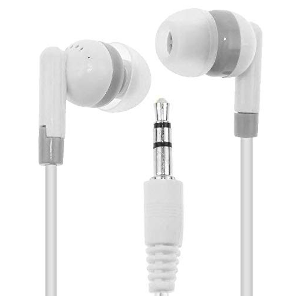 LowCostEarbuds.com Bulk Pack of 50 Mixed Candy Color Individually Packaged 3.5mm in-Ear Earbuds/Headphones - Great for Schools/Kids/Libraries