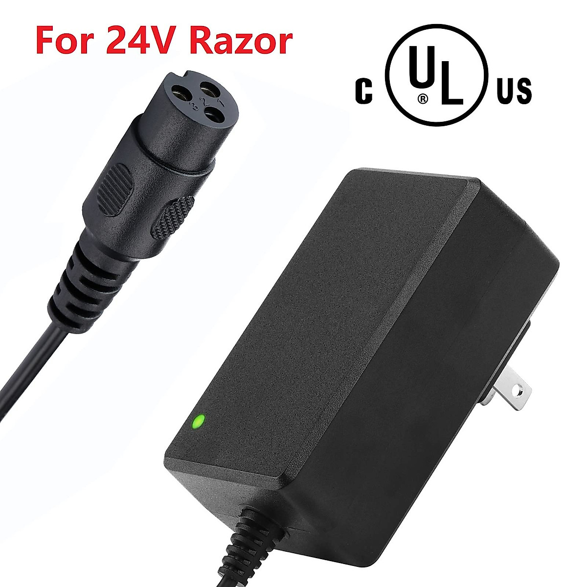 AMPOWSURE UL Charger for Razor MX350 Dirt Bike, MX400 Dirt Rocket, E300, E200, Moped, Quad, 4 Wheeler, Go Kart, Power Core E100, E100, Dirt Quad ATV, Pocket Mod, Motorcycle, 24V