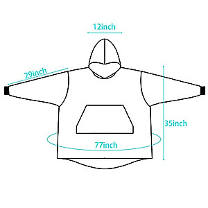 Hafisoe Oversized Wearable Blanket Hoodie,Fleece Sherpa Hooded Blanket Light Microfiber Flannel Sweatshirt Blanket with Pocket for Adult