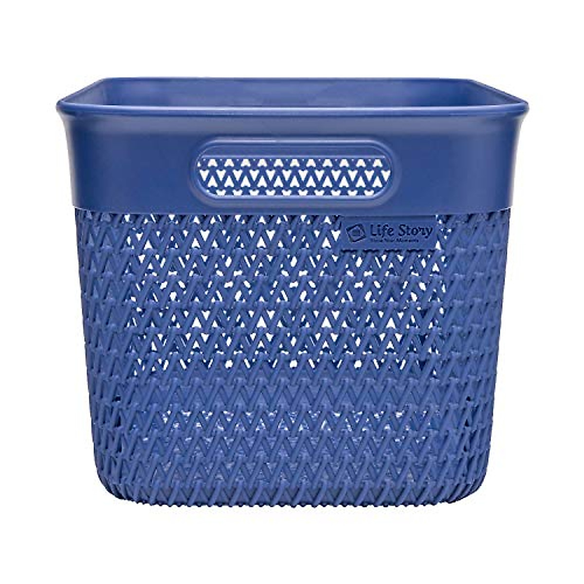 Life Story Lightweight Heavy Duty Storage Woven Trendy Basket 10 Quarts w/Built-in Handles, Blue