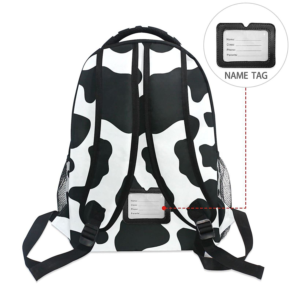 Krafig Black and White Cow Print Boys Girls Kids School Backpacks Bookbag, Elementary School Bag Travel Backpack Daypack