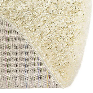 Rugs.com - Über Cozy Solid Shag Collection Rug – 4 Ft Round Snow White Shag Rug Perfect for Kitchens, Dining Rooms