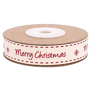 1 Roll Merry Christmas Themed Decorative Ribbon White Wrapping Ribbon Merry Christmas Cotton Ribbon for Home Decor Wrapping