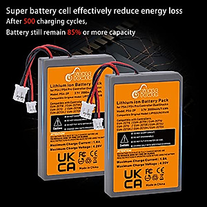 Pickle Power 2 Pack 2000mAh PS4 PS4Pro Battery Replacement for Sony Playstation 4 Dualshock 4 V1 V2 Controller CUH-ZCT2 CUH-ZCT2E CUH-ZCT1E CUH-ZCT1U