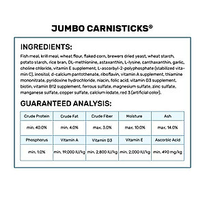 Hikari Tropical Jumbo Carnisticks Fish Food, 6.37 oz (182g)