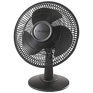 Lasko 12" 3 Speed Portable Oscillating Small Floor or Table Fan, Black (2 Pack)