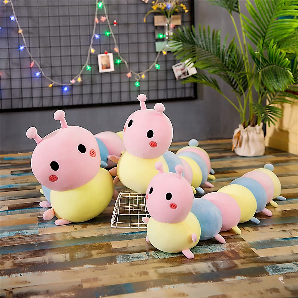 LEHU Caterpillar Stuffed Animal Long Plush Pillow,Cute Hugging Pillow Plush Soft Giant Stuffed Caterpillar,Teen Birthday (Pink,31 inches)