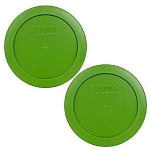 Pyrex Bundle - 2 Items: 7200-PC 2-Cup Lawn Green Plastic Food Storage Lids