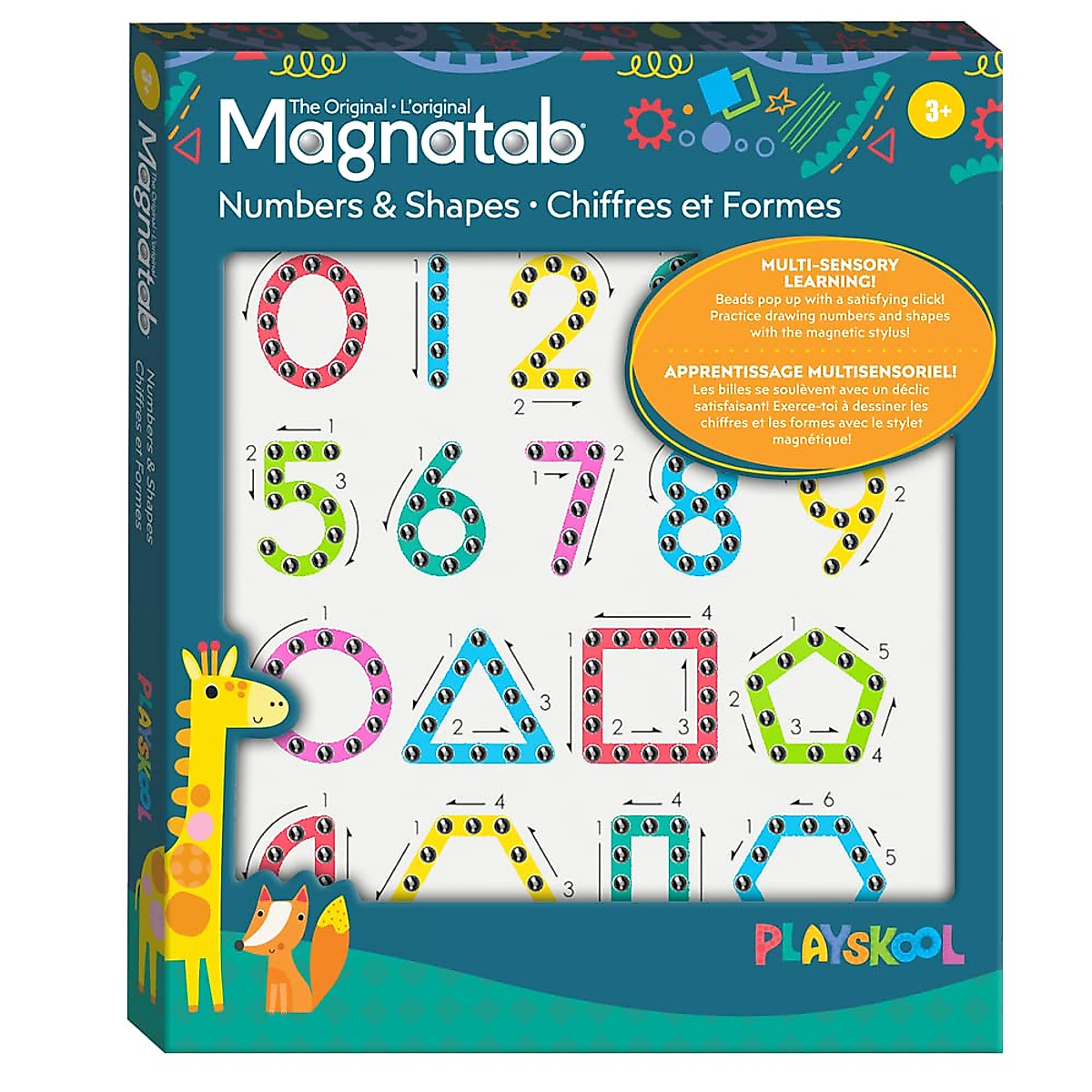 Playskool Magnatab — Numbers and Shapes — Magnetic Board Toy Letter Tracing for Toddlers Learning and Sensory Drawing — for Kids Ages 3 and Up