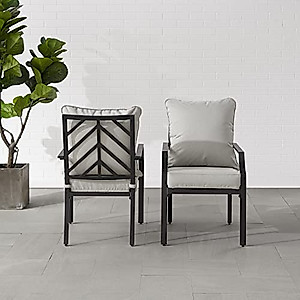 Crosley Furniture Otto 2-Piece Outdoor Chair Set, Dining Patio Chairs for Deck, Backyard, Matte Black with Gray Cushions