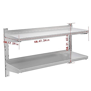 TAIMIKO Stainless Steel Wall Shelf Commercial (Restaurant, Bar, Home, Kitchen, Laundry, Garage and Utility Room) (47.2" x 12.6")