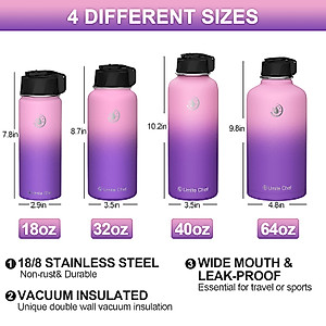 Umite Chef Stainless Steel Water Bottle with Straw, 64 OZ Wide Mouth Vacuum Insulated Sports Water Thermos Bottle with Leak-proof Wide Handle Straw Lid, Double Walled Flask Thermos Mug(Love-hate)