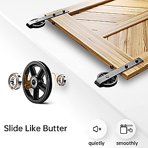 EaseLife 6.6 FT Sliding Barn Door Hardware Track Kit,Big Spoke Wheel,Heavy Duty,Slide Smoothly Quietly,Easy Install (6.6FT Track Kit for 36"~40" Wide Single Door)