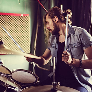 Happyyami 1 Pair 5A Classic Drum Sticks Professional Durable Metal Drum Sticks Portable Percussion Instrument Accessories