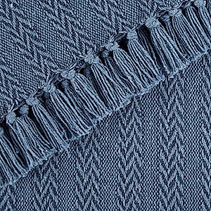 DII Industrial Tonal Textured Woven Throw 50x60, French Blue