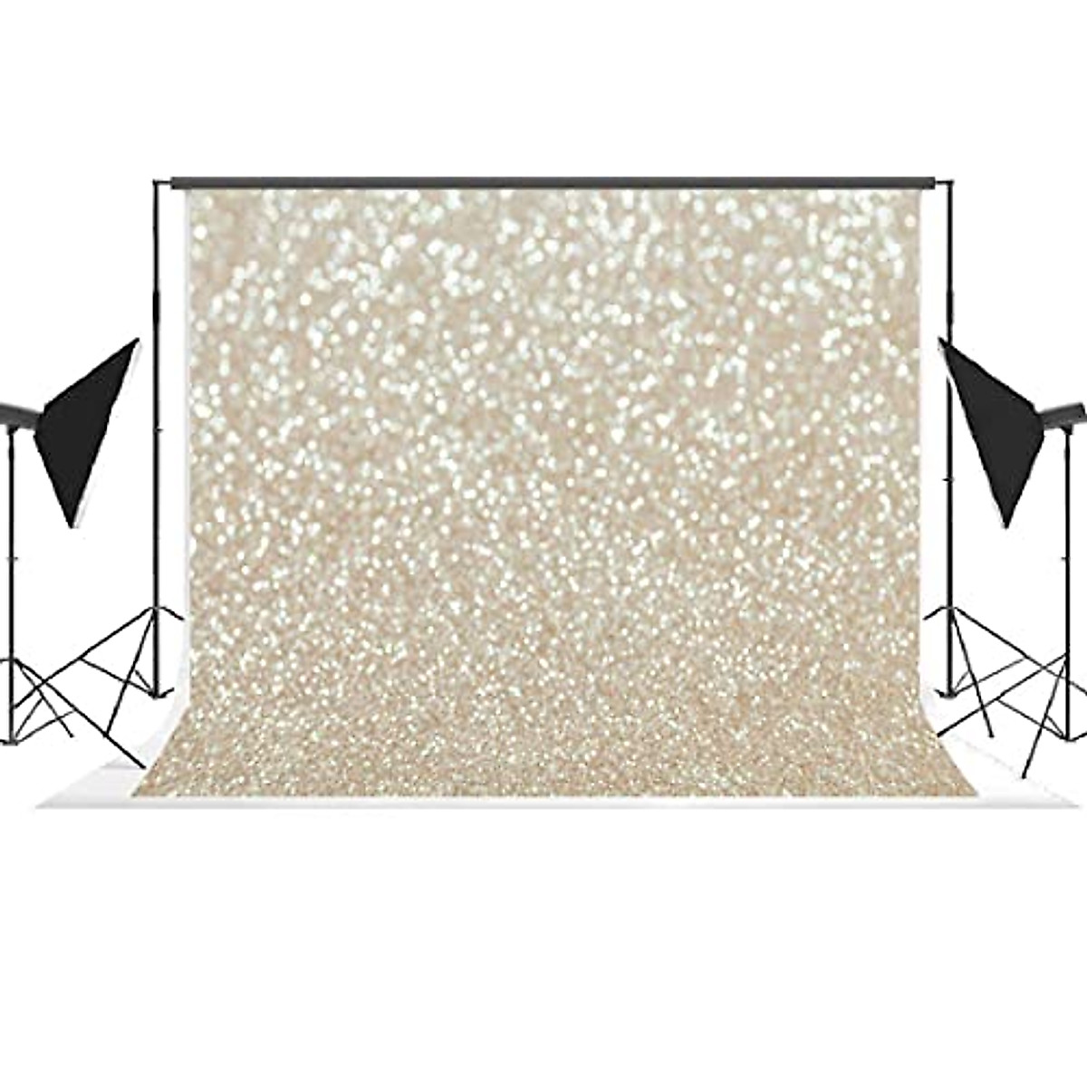 White Gold Abstract Photography Backdrop Golden Spots Shinning（Not Glitter Background Weeding Baby Shower Newborn Baby Portrait Photo Studio Props White Gold Christmas Abstract Bokeh Background 7x5ft