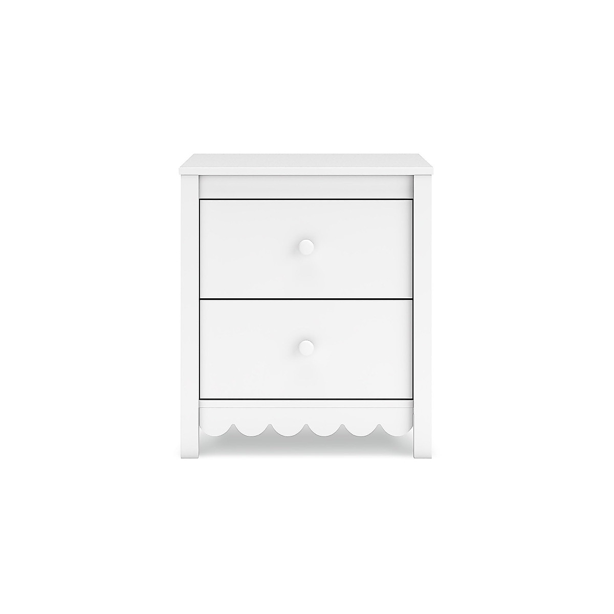 Signature Design by Ashley Hallityn Minimalist 2 Drawer Nightstand for Bedroom, 24.37" Tall, White