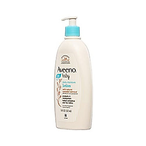 Aveeno Baby Daily Moisture Moisturizing Lotion for Delicate Skin with Natural Colloidal Oatmeal & Dimethicone, Hypoallergenic, Fragrance-, Phthalate- & Paraben-Free, 18 fl. oz (Package may vary)