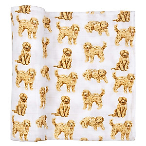 Mud Pie Golden Doodle Print Baby Swaddle Blanket, 47" x 47",