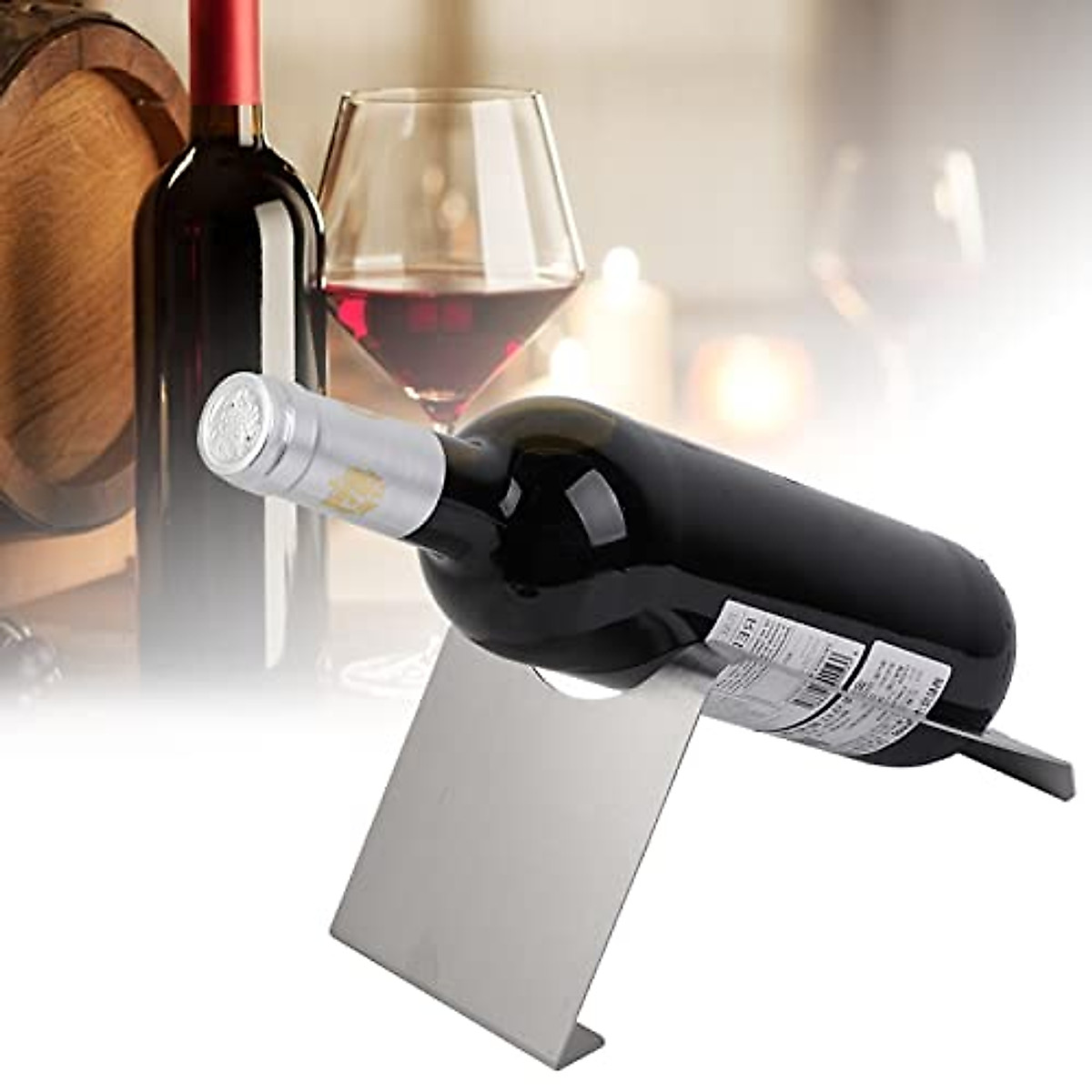 Wine Holder,Stainless Steel Single Wine Bottle Rack Wine Storage Holder Red Wine Display Stand for Kitchen Pantry Cabinet Bar