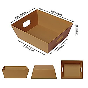 Basket For Gifts Empty, 5 PCS Sturdy Diy Bulk Gift Basket Kraft Market Tray Cardboard Basket With Handles, Gift Basket Kit Supplies Wrap To Fill For Holiday Birthday Christmas Valentines Thanksgiving