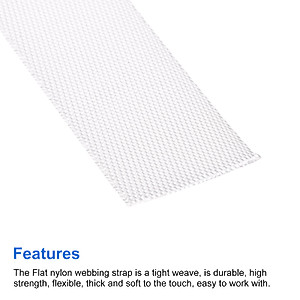 MECCANIXITY Flat Nylon Webbing Strap 1 Inch 15 Yards White for Backpack, Cargo Strap, Luggage-Rack