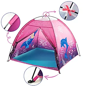 Kids Play Mermaid Tent for Kids, Play Tentes Foldable Pop Up Indoor Outdoor Party Playhouse Tents Toy for Boys Girls-47 * 47 * 41 (Pink)