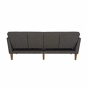Novogratz Regal Futon with Tufted Linen Upholstery, Grey