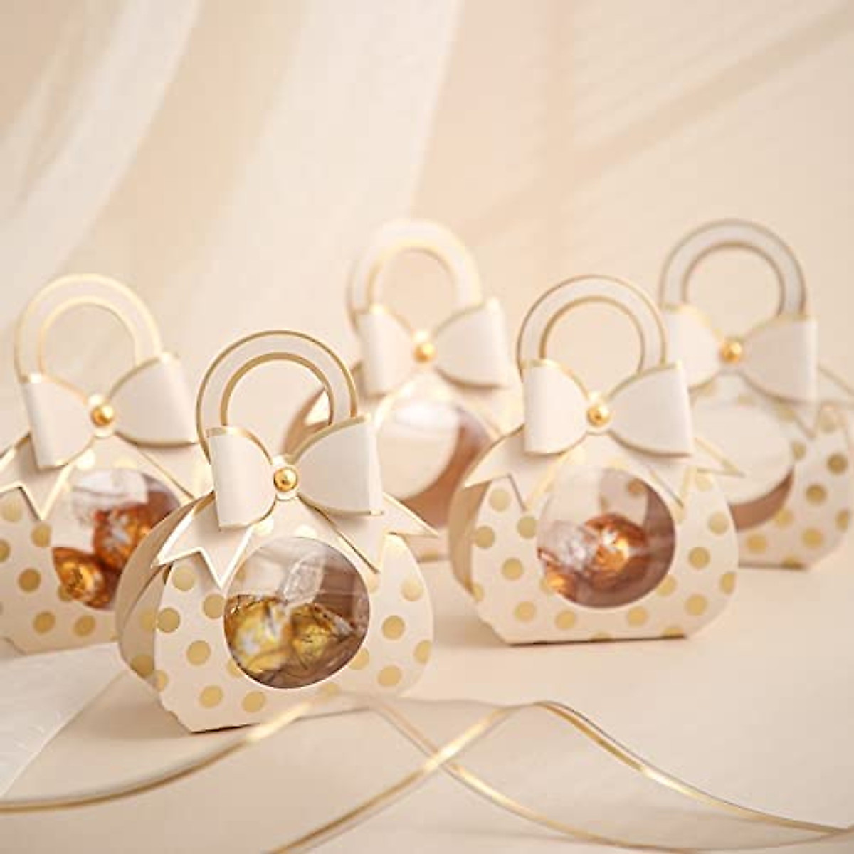 Cute Candy Boxes Paper Party Favor Boxes with Bowknot for Baby Shower Wedding Birthday Party Gift Bridal Shower, Pack of 30