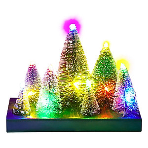 Mini Christmas Trees, Artificial Christmas Tree Desktop Decoration with LED Colour Lights, Xmas Christmas Tree Festival Gift Ornament #P