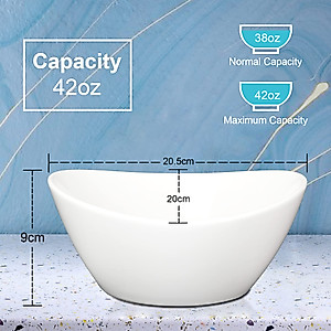 Cibeat 42 Ounce Porcelain Bowls Set of 4 Pack Premium White Ceramic Bowls for Cereal, Soup, Salad, Pasta, Prep, Rice, Ice cream, Microwave & Dishwasher Safe…