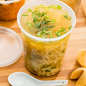 Restaurantware-Asporto 32 Ounce To Go Boxes, 100 Microwavable Round Soup Containers - Clear Plastic Lids Included, Do Not Contain BPA, Clear Plastic Soup Containers, Disposable