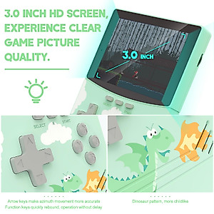 Aibrisk Dinosaur Retro Handheld Game Console with 500 Classic FC Games, 3.0 inches HD Screen Portable 1020mAh Battery Rechargeable Video, Support TV & Two Players Present for Kids & Adults (Green)