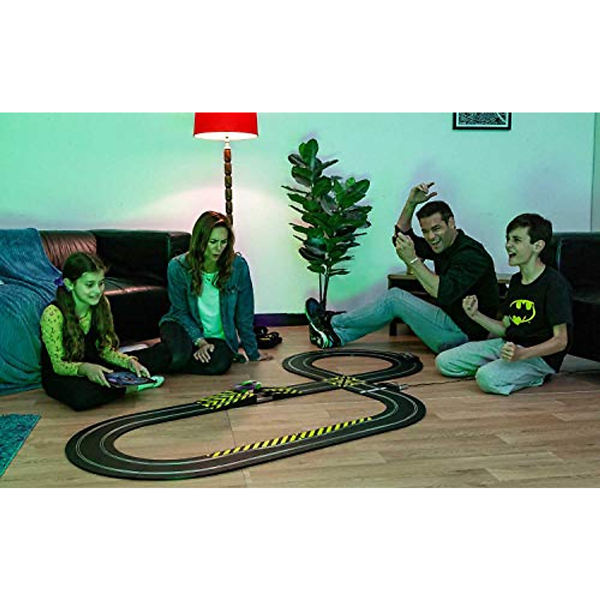 Scalextric Batman vs Joker 1:32 Spark Plug Slot Car Race Track Set C1415T, Black