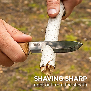 BPS Knives BS1FT CSH - Full-Tang Fixed-Blade Knife - Sharp Carbon Steel Bushcraft Knife With Sheath - Survival Compact Knife - Outdoor Knife - Tactical Camp Knife