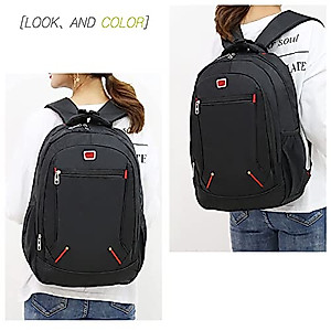 Cuteam Laptop Backpack Solid Color Load-reducing Large Capacity School Bag Bookbag for Middle School Students (Blue, 17.72" x 12.2" x 6.3")