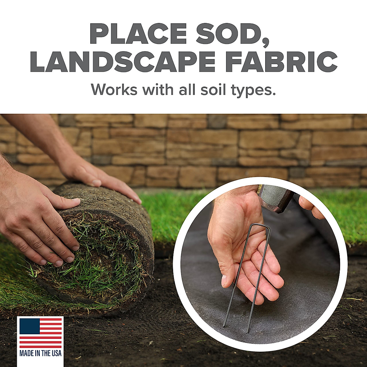 Pinnacle Mercantile USA Made 100 Pack Dissolving Garden Landscape Staples Weed Barrier Fabric Stakes 6 inch Pins Sod Staple 11 Gauge Steel