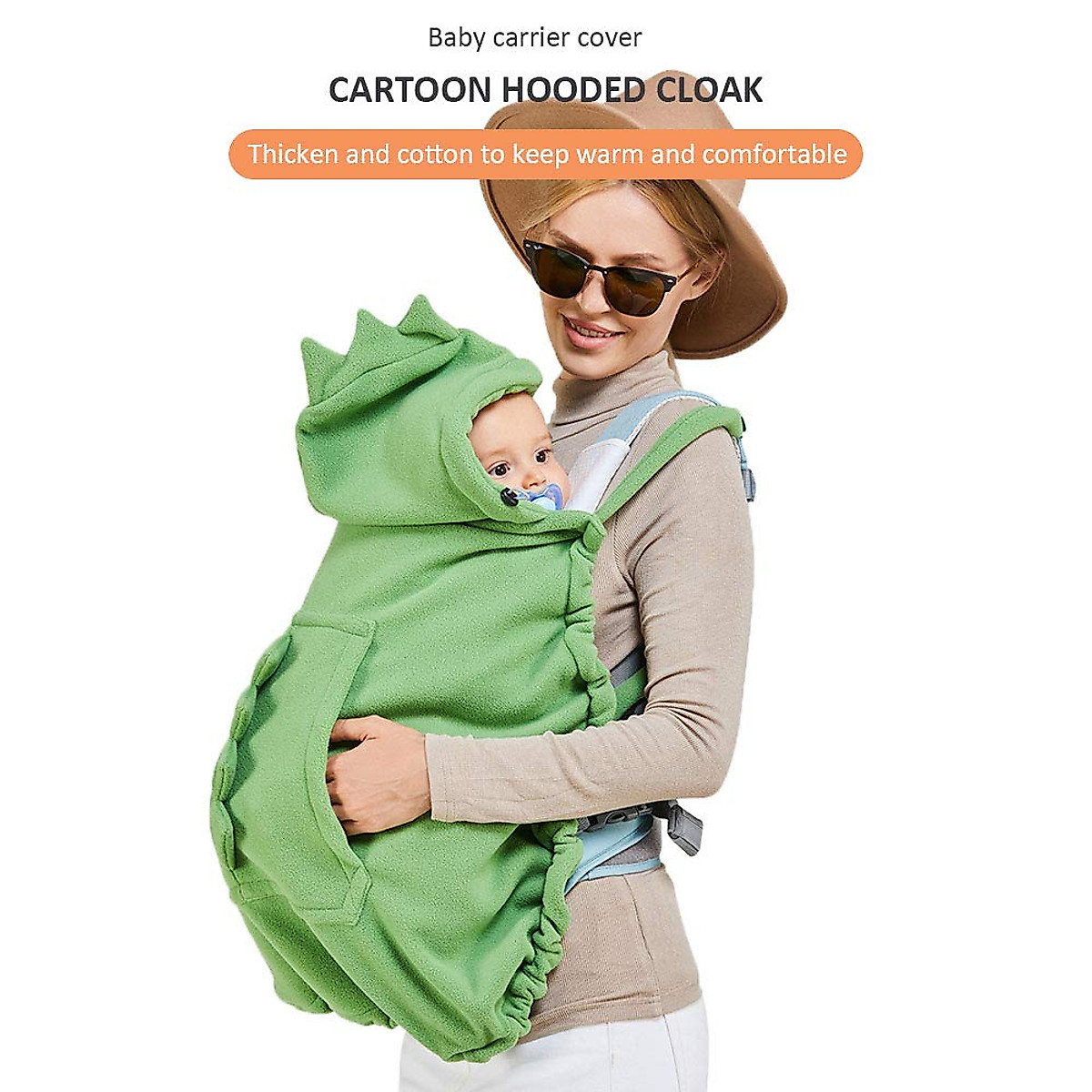 Zimo Stroller Cover and Baby Carrier Cover Hooded Stretchy Cloaks for Baby Hooded Reversible Suit for All Seasons Green