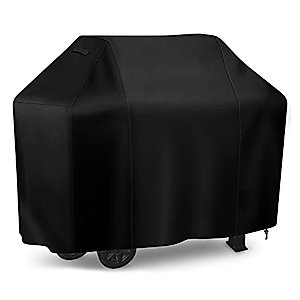 Grill Cover 58 inch, iCOVER Waterproof BBQ Gas Grill Cover, Polyester Easy On/Off, Dustproof Fade Resistant for Weber Char-Broil Nexgrill and More Grills