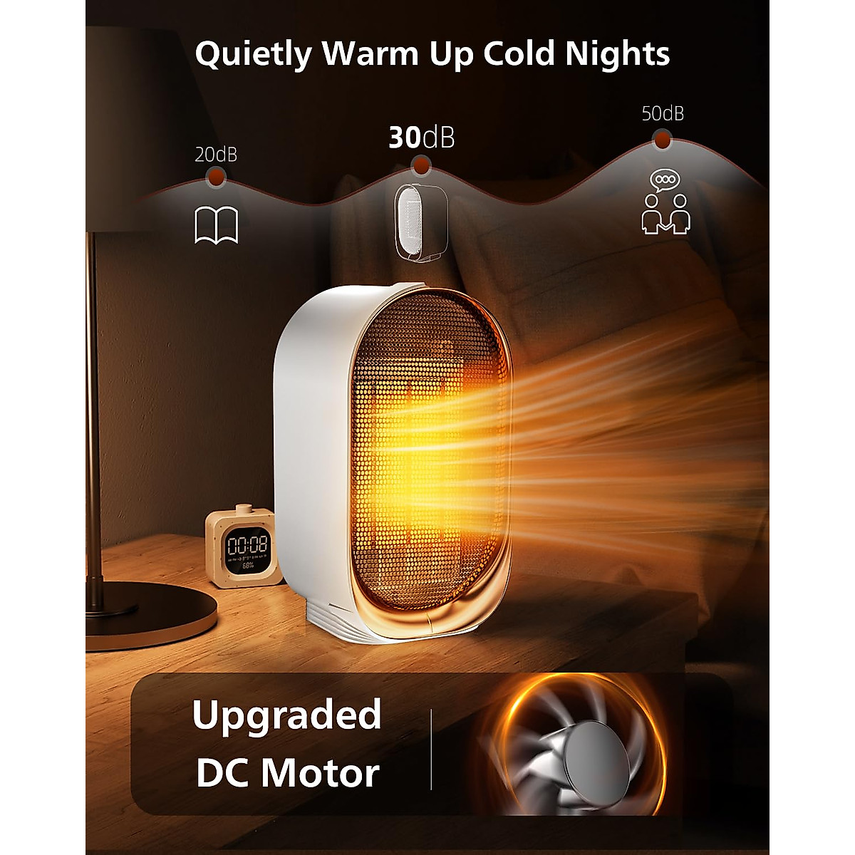 QQT Space Heater,1500W Mini Energy Efficient Space Heaters for Indoor Use,3-Speed Portable Heater Fan for Office with Adjustable,Triple Protection,Suitable for Bedroom, Office and Indoor Use(White)